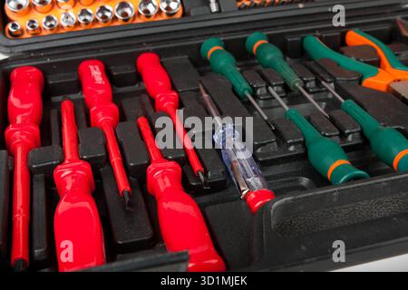 Set of screwdrivers in black box Stock Photo - Alamy
