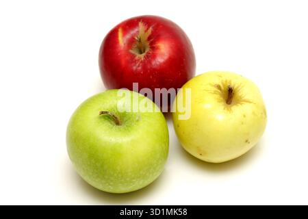 Three different colored apples Stock Photo - Alamy