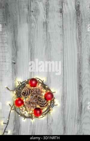 Christmas decoration. Christmas Bauble. Christmas time. Rustic wooden ...