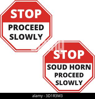 Caution Sound Horn Proceed Slowly Sign On White Background Stock Vector ...