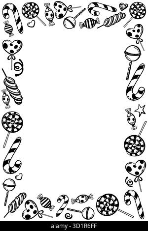 frame with sweet candies isolated icon vector illustration design Stock ...