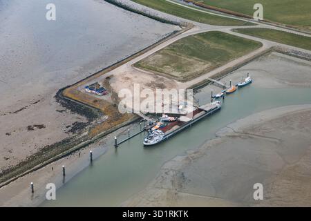 Aerial view service harbor at Dutch island Texel Stock Photo - Alamy