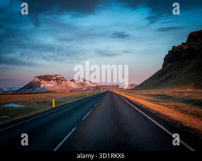Car riding towards mountains in Iceland in winter Stock Photo - Alamy