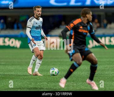Charlotte FC defender Harry Toffolo (15, left) and St. Louis CITY SC ...