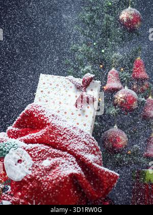 luxury gift boxes under Christmas tree, New Year home decorations ...