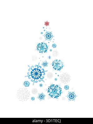 White snowflake cut out from tracing paper on blue background, top view ...