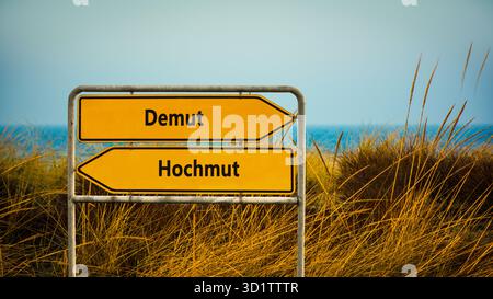 Signposts the direct way to Humility versus Haughtiness - Bildmontage ...