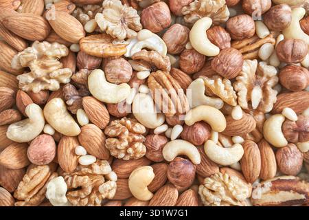 Many different nuts. Assortment healthy snacks. Mediterranean diet ...