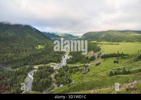 Vacation landscape. Russian Altai mountains. Multa region. Holiday at ...