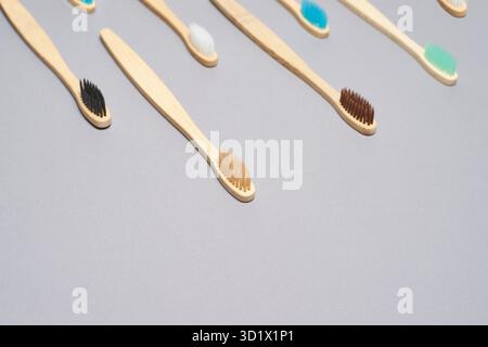Set of bamboo toothbrushes. Different color Stock Photo - Alamy