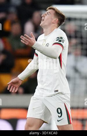 Chelsea's Liam Delap reacts after missing an attempt at goal during the ...