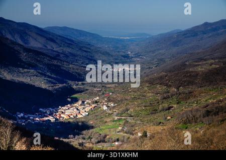 villages of the Jerte Valley from the Puerto de Tornavacas viewpoint ...