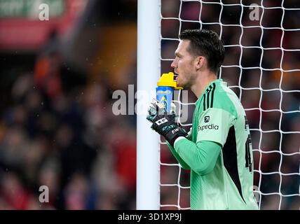 Liverpool goalkeeper Freddie Woodman during the Premier League match at ...