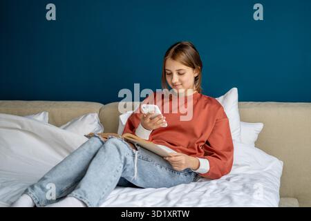 Teenager girl use smart phone, share social media, chatting by mobile ...