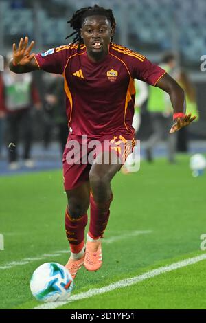Olimpico Stadium, Rome, Italy - Manu Kone of AS Roma under pressure ...