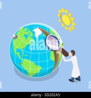 3D Isometric Flat Illustration of Earth Atmosphere Layers, Geography ...