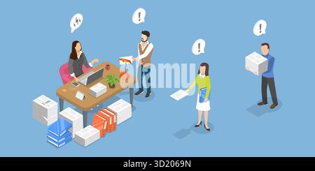 3D Isometric Flat Illustration of Organization Chart , Structure of ...