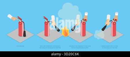 3D Isometric Flat Illustration of Fire Evacuation Plan, Procedures and ...