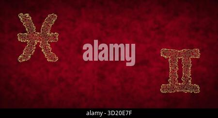 Gemini and Pisces Compatibility, Horoscope Symbols Stock Photo - Alamy