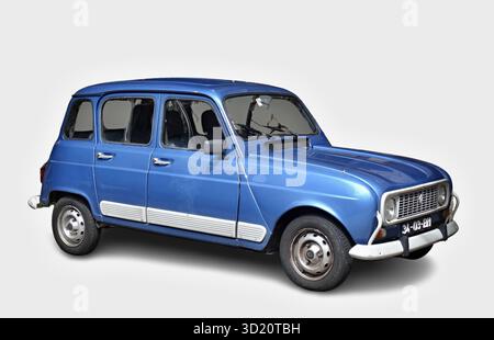 Blue Renault 4L posing in studio with white background Stock Photo - Alamy