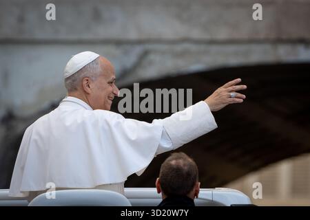 Pope Leo XIV leaves after his traditional Wednesday General Audience in ...