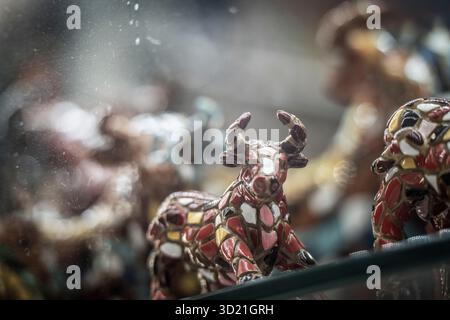 Gaudi-inspired ceramic fighting bull, a typical Barcelona souvenir ...