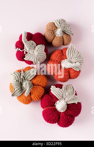 Decorative pumpkins on light orange Stock Photo - Alamy