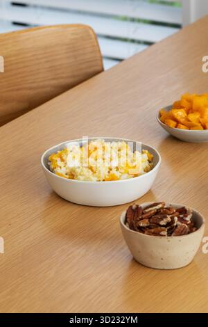 Rice Pudding on a white wood background. Turkish cuisine delicacies ...
