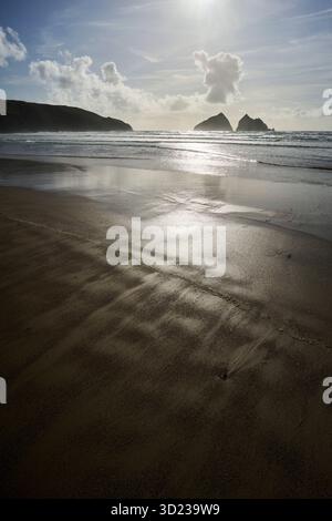 A sunlit seascape view with cloudy sky background, Bay of islands Stock ...
