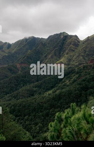 A forested mountain under a cloudy sky Stock Photo - Alamy