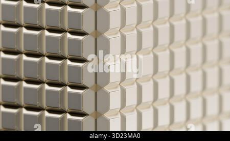 3D rendering of a seamless pattern of geometric shapes and bright blue ...