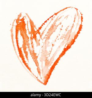 Watercolor hand painted red heart. Symbol of love. Isolated objects ...