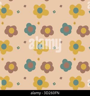 Seamless minimalist doodle flower pattern background. Calm two tone ...
