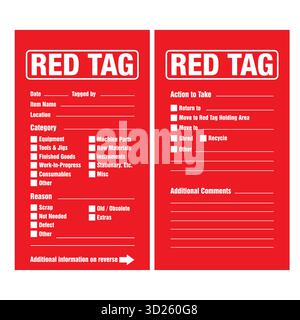 A Red Tag is commonly used in 5S lean management, maintenance, and ...
