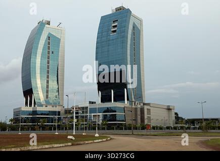 Glass towers in the new national capital of Djibloho in Equatorial ...