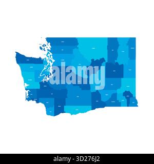 Washington, WA - detailed political map of US state. Administrative map ...