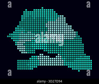 Senegal map in dark color, oval map with neighboring countries. Vector ...