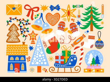 Christmas tree sleigh with gift box 3d illustration on white background ...