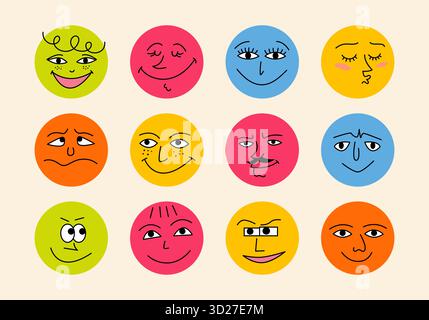 Cartoon Illustration of Funny Emoticon or Emotions and Expressions like ...