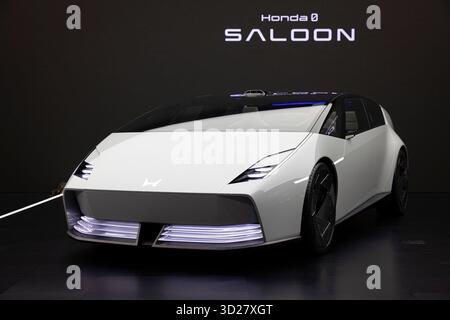Honda 0 Saloon prototype on display at Japan Mobility Show 2025. Tokyo, October 30, 2025. (Photo ...