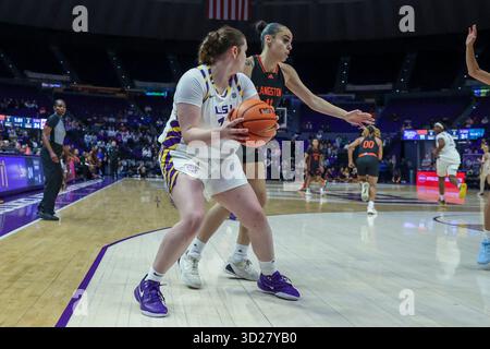 LSU forward Meghan Yarnevich (15) passes during an NCAA basketball game ...