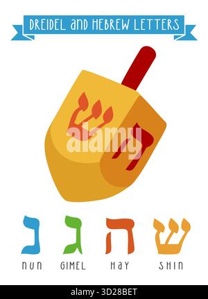 Traditional Hanukkah Dreidel with the hebrew letters meaning "A great ...
