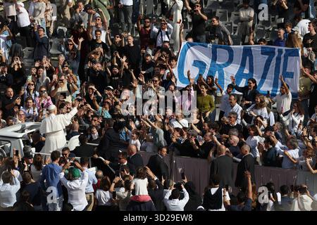 Pope Leo XIV enters the square in procession. Pope Leo XIV presides ...