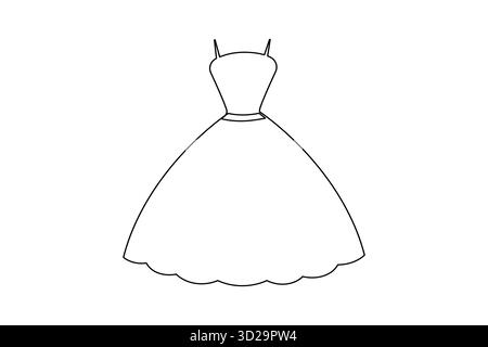 Wedding dress continuous one line art minimalist fashion illustration ...