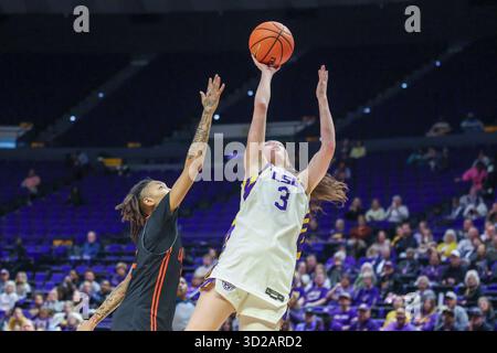 LSU guard Bella Hines (3) shoots in the second half of a NCAA college ...