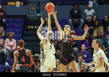 LSU guard Bella Hines (3) during pregame in a NCAA college basketball ...