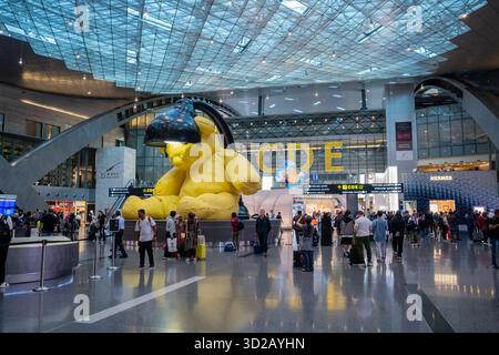 Untitled Lamp Bear by Swiss artist Urs Fischer, Departure gates, Hamad ...