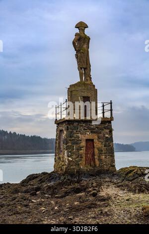 The Britannia Bridge and Lord Nelson statue on the Menai Strait ...