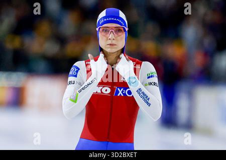Joy Beune of the Netherlands looks on before competing on the Women's ...