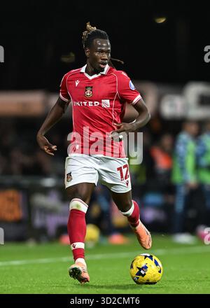 Issa Kabore of Wrexham in action during the Sky Bet Championship match ...